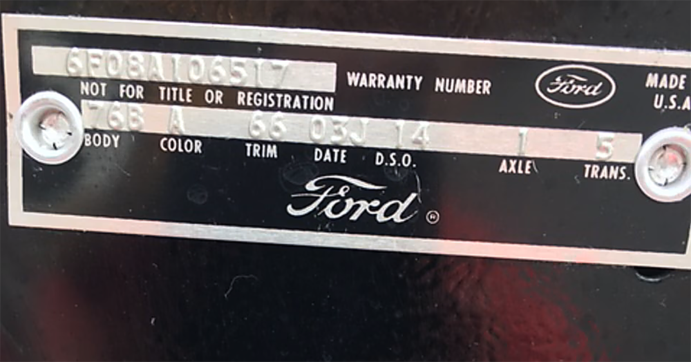 Figuring Out Your 1966 Ford Mustang S Dna Vin Code Data Plate